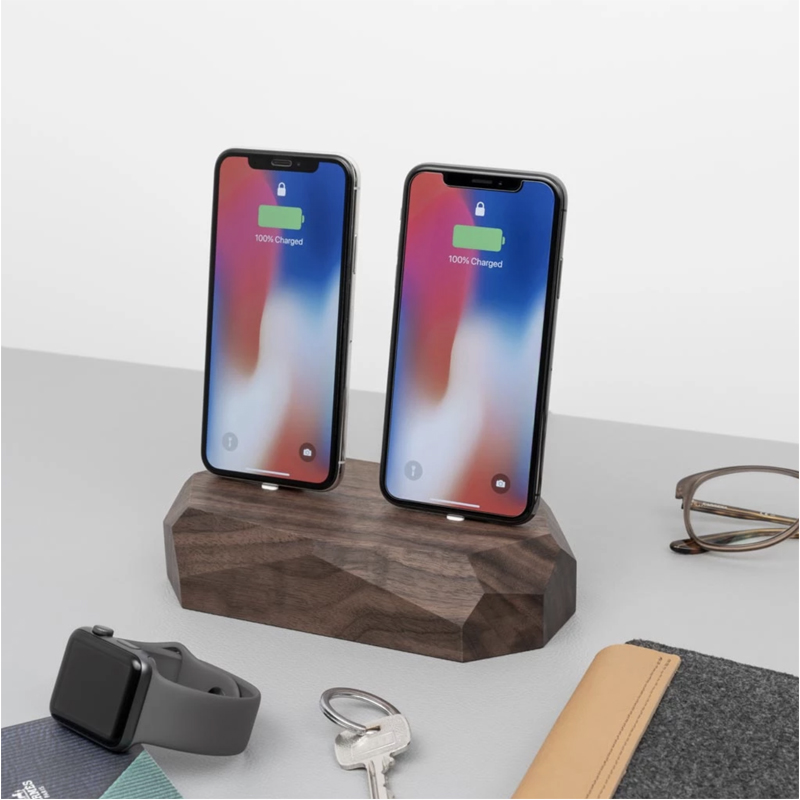 Dual Wooden iPhone Charging Dock | Oakywood | Shop EarthHero